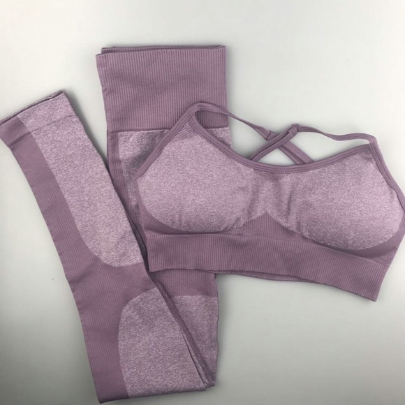 Pants & Jumpsuits | Purple Seamless 2piece Gymyoga Set | Poshmark